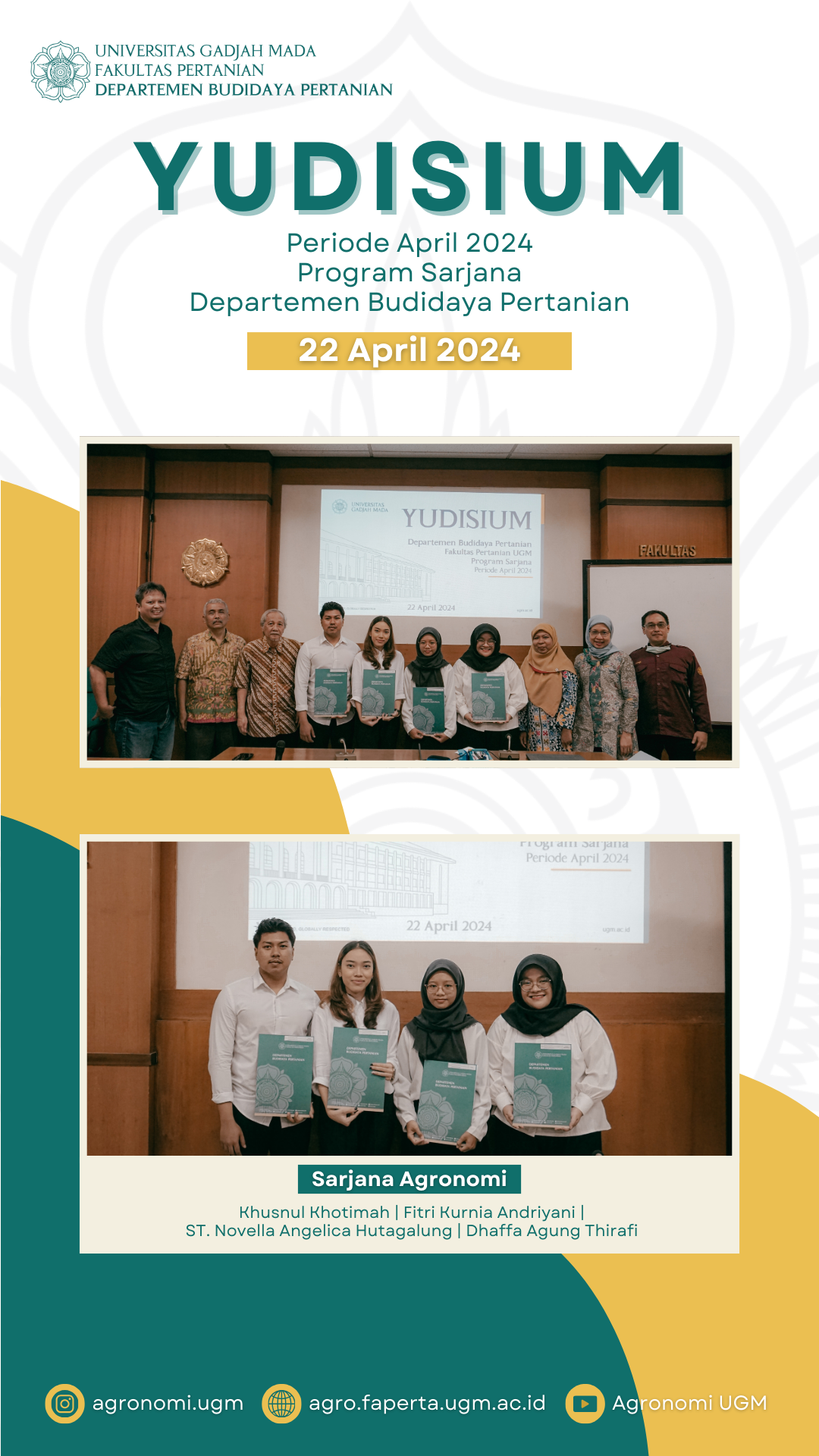 Yudisium Program Sarjana Periode April 2024 – Departemen Budidaya Pertanian
